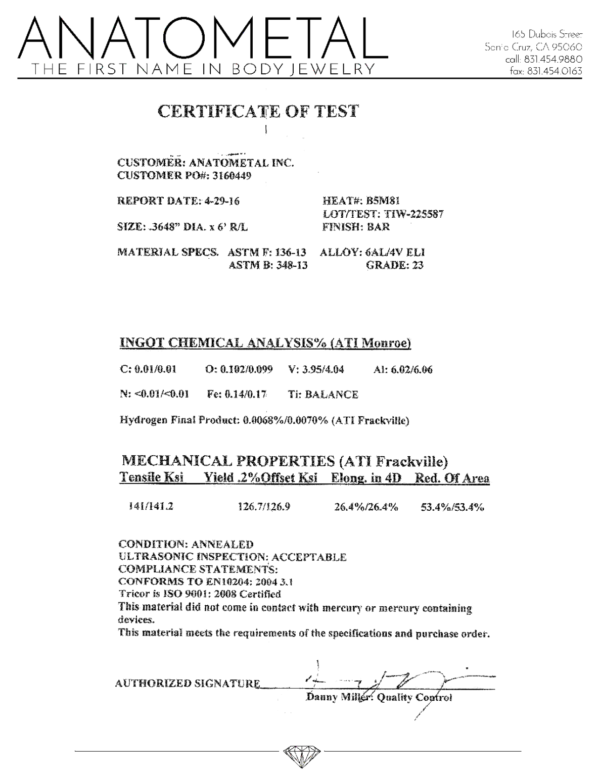 Mill Certificates & Material Data Safety Sheets – Australasian United ...