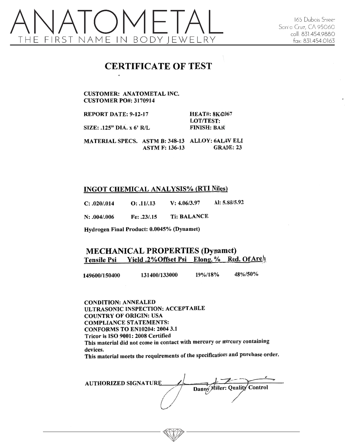 Mill Certificates & Material Data Safety Sheets – Australasian United ...